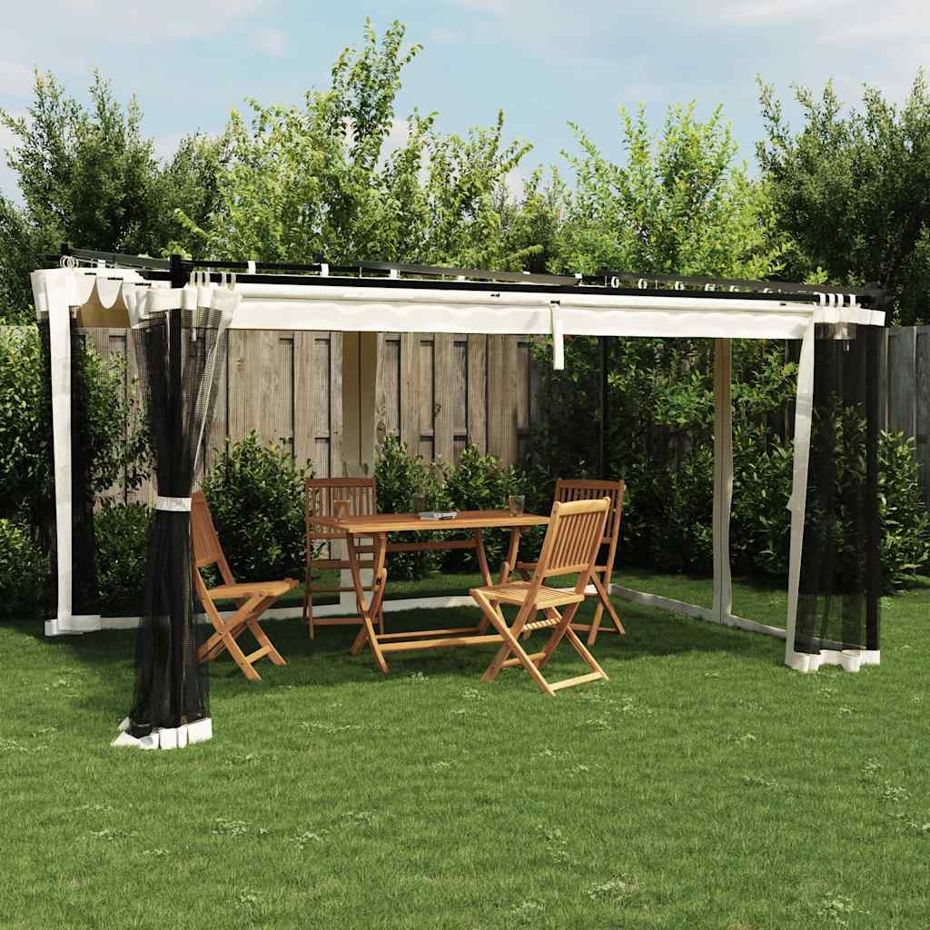 Pérgola con laterales de malla color crema, 4x3 m, acero | Leroy Merlin