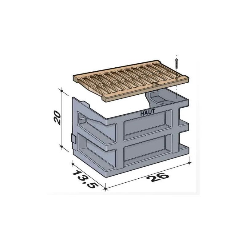 Courette Anglaise avec grille grise hauteur 20cm, 134cm3. | Leroy Merlin