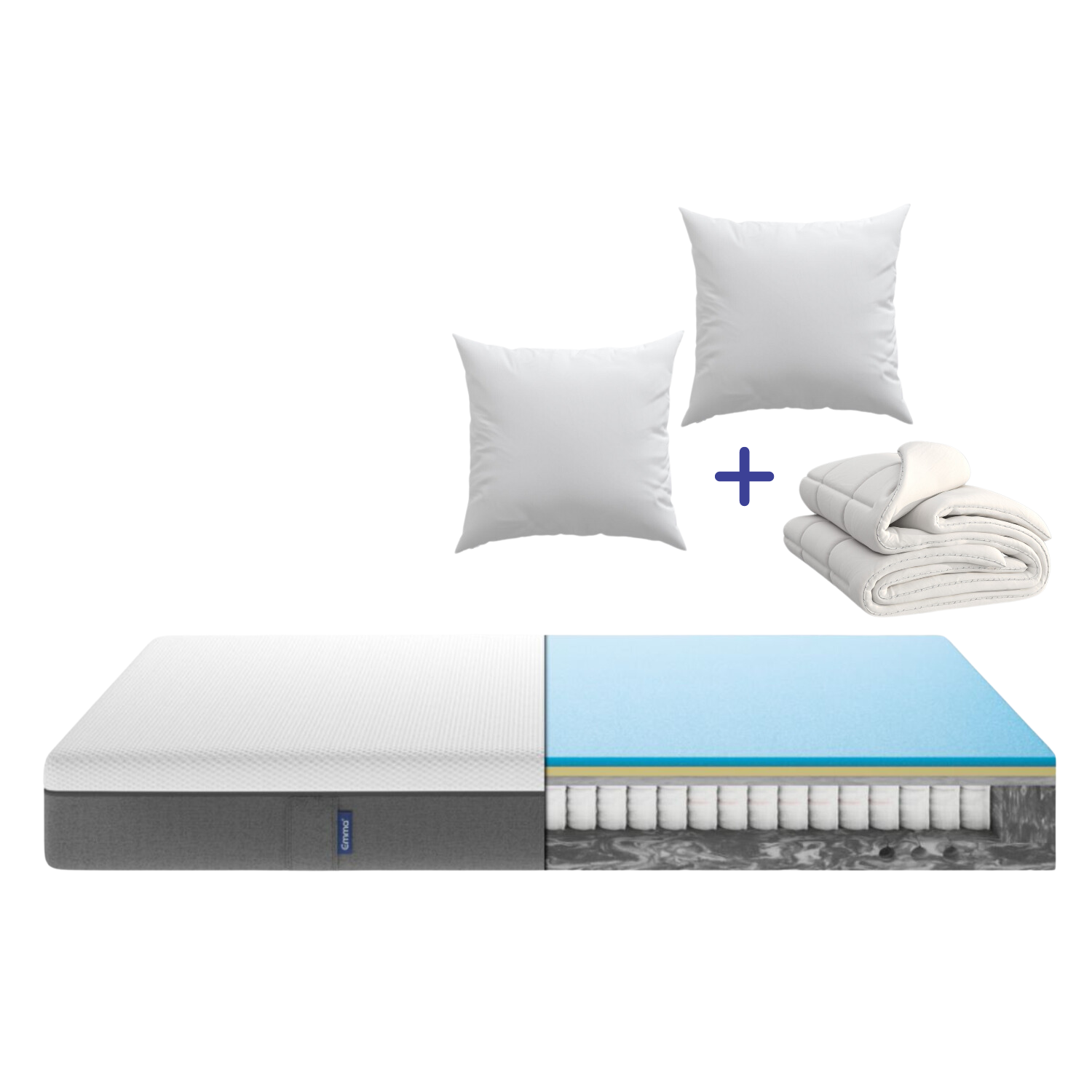 EMMA | Pack Matelas Emma Original Edition Hybride 200x200 + 2 Oreillers ...