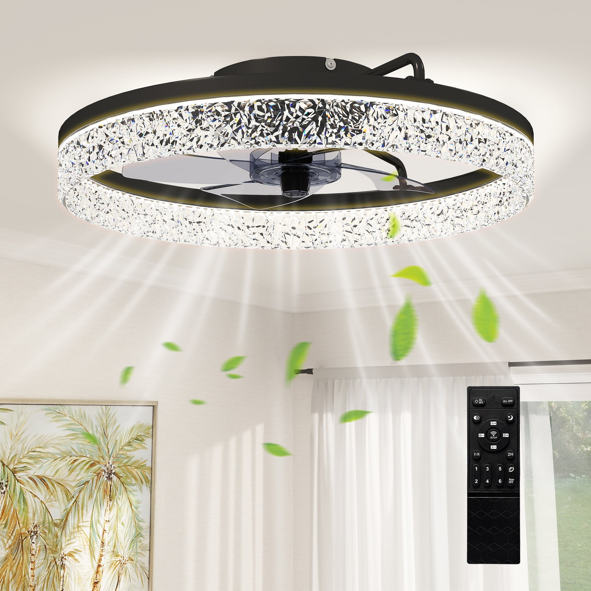Ventilateur de plafond avec éclairage, ventilateur de plafond LED à ...