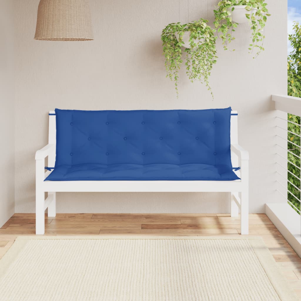 Coussins de banc jardin lot de 2 bleu 150x50x7 cm tissu Oxford | Leroy ...