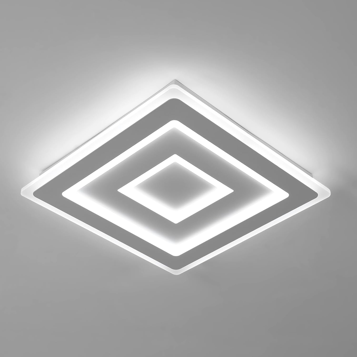 Lámpara de techo LED cuadrada de 52 W y 5850 lm, de acrílico blanco ...