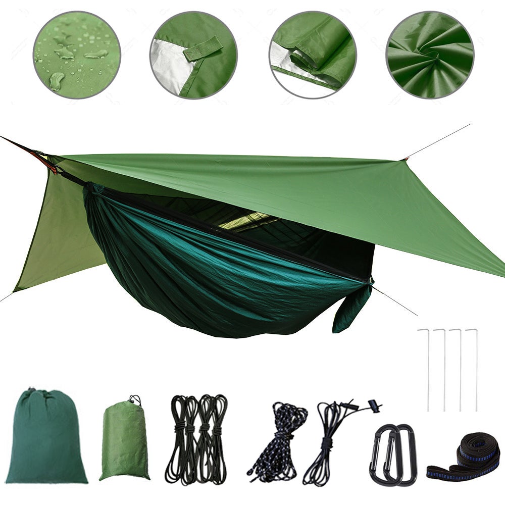 Hamac de Camping en plein air, avec moustiquaire et tente de pluie ...