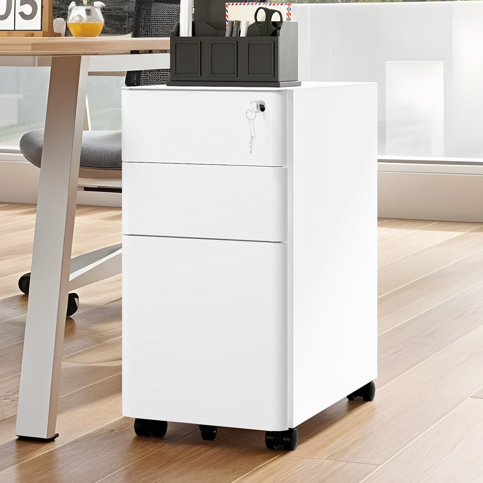 YITAHOME Caisson Bureau avec 3 Tiroirs - Métal Caisson de Rangement ...