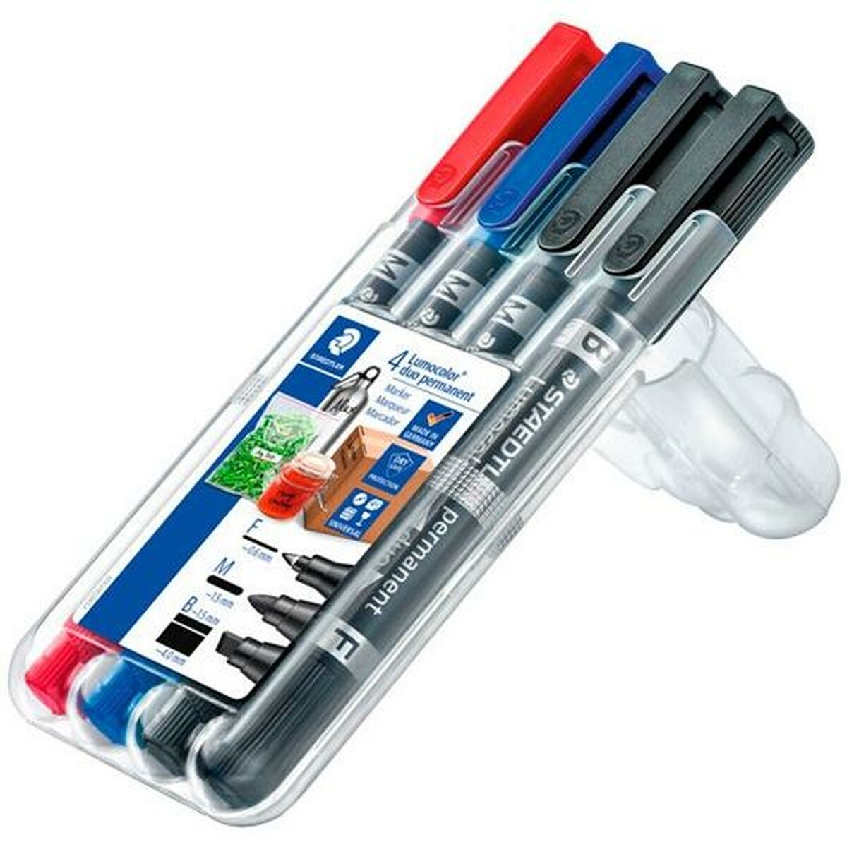Ensemble de Marqueurs Staedtler Lumocolor 348 4 Pièces Permanent Double ...