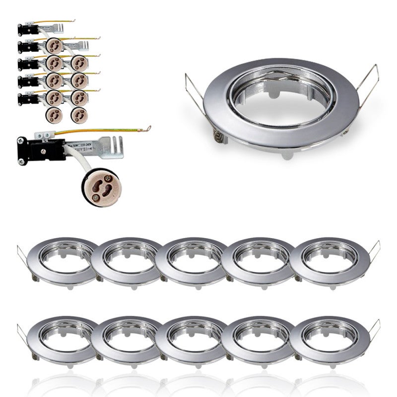 Lot de 10 Supports de plafond Supports LED Encastrables Chromé ...