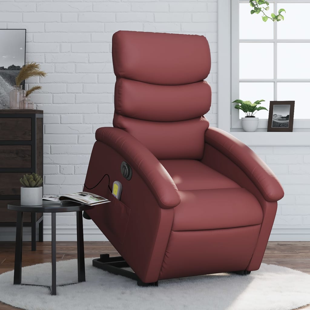 Fauteuil inclinable de massage électrique rouge bordeaux – ComfortXL ...