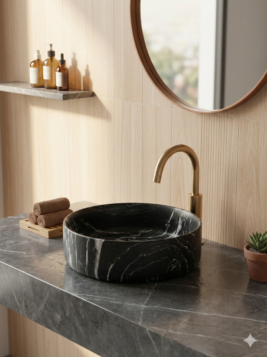 Lavabo en porcelaine décoré noir TUCSON 50 x 13 | Leroy Merlin