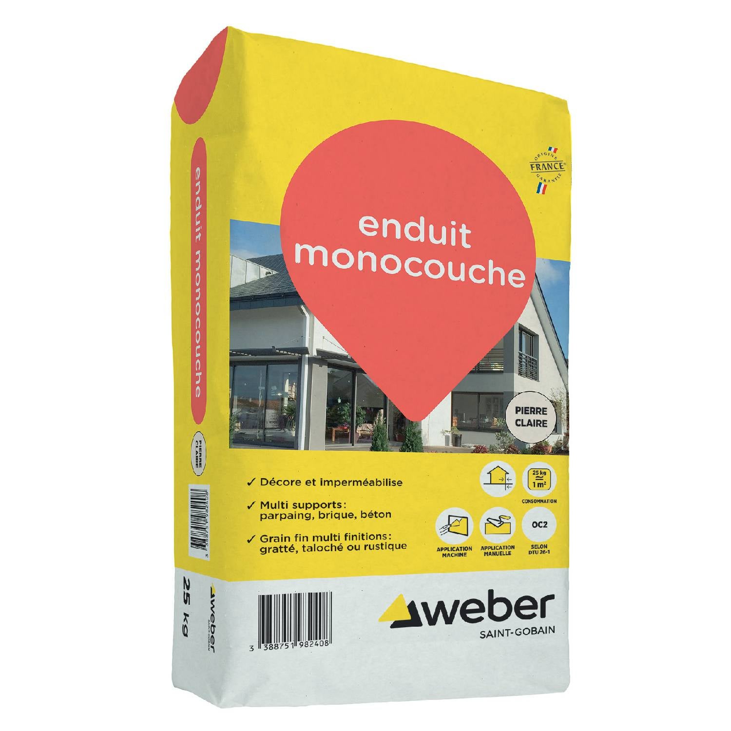 Enduit monocouche de façade extérieur pierre claire 25 kg - d ...