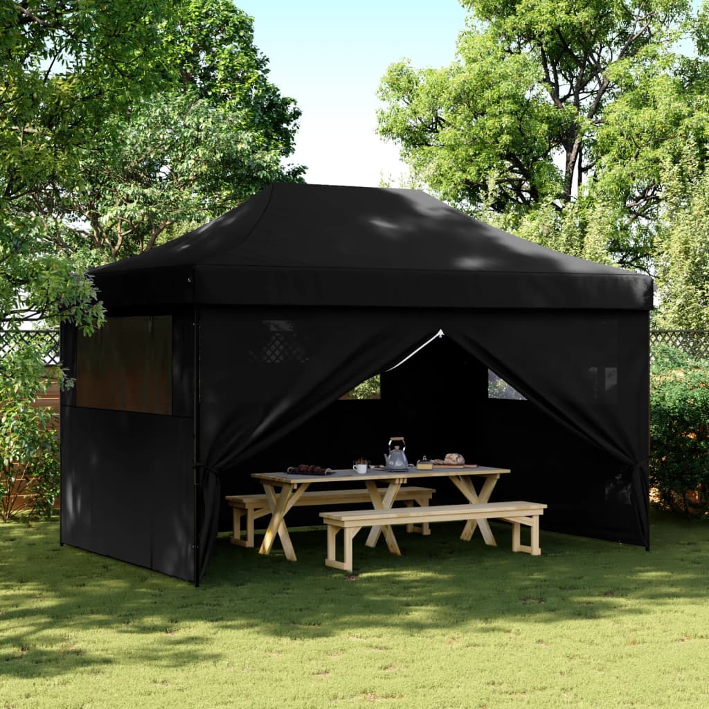 Carpa para fiestas retráctil plegable 4 paredes laterales negro | Leroy ...