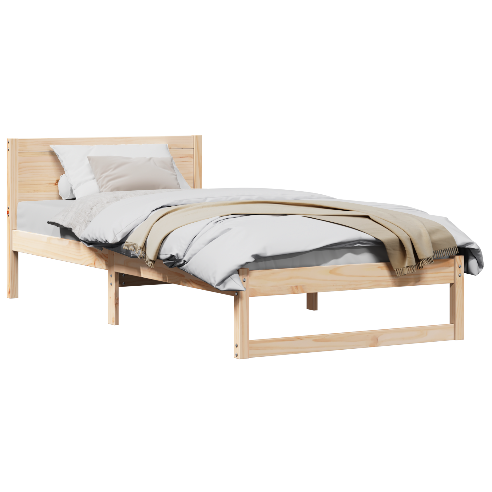 Cama individual | Cama para adultos | Estructura de Cama Natural Madera ...