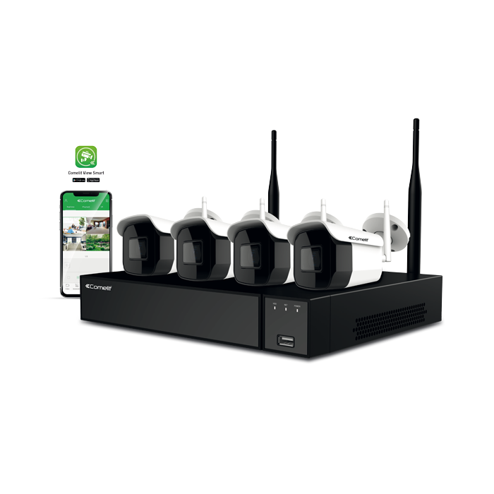 COMELIT - Kit vidéosurveillance Wi-Fi 4 Caméras + 1 Enregistreur ...