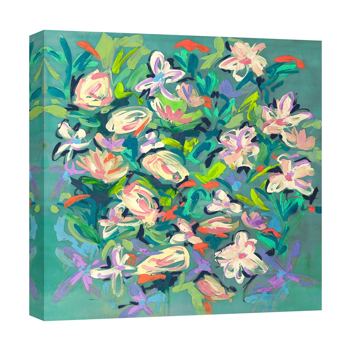 Tableau floral abstrait impression colorée Waterlily Pond Kelly Parr ...