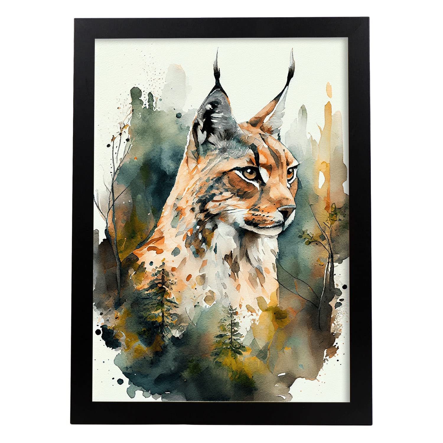 Nacnic Lynx Dans La Forêt Affiche En Impression De Style Aquarelle ...