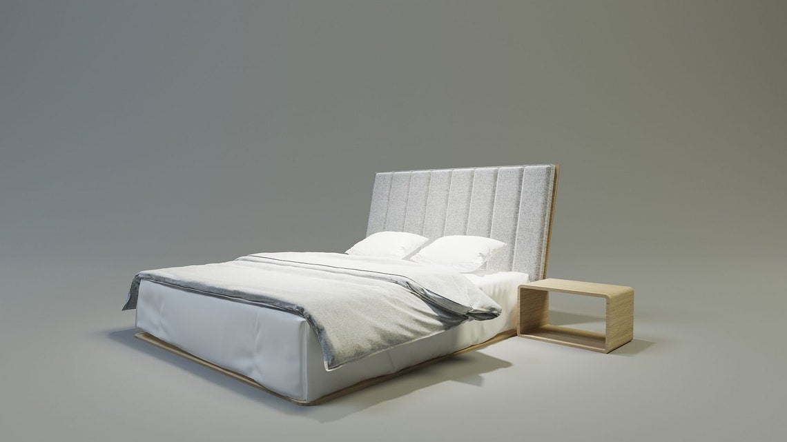 Lit pour adulte 200x200cm avec tête de lit inclinée élegant modéle ...