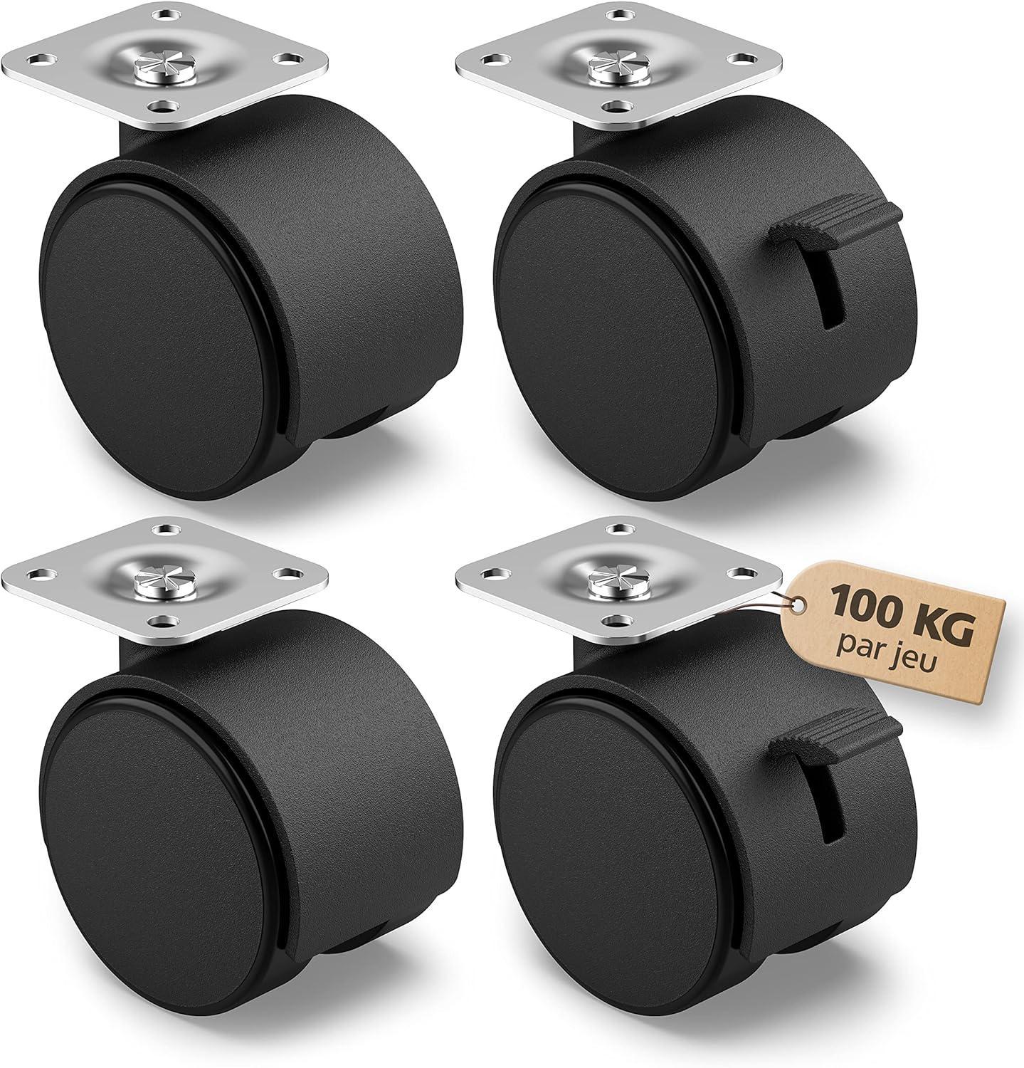 Juego de 4 ruedas para muebles de 1,5" - ruedas de transporte con freno ...