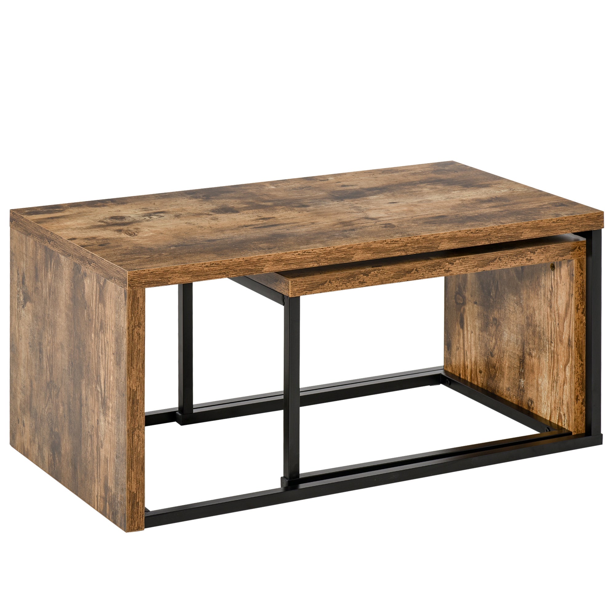Lot de 2 Tables Basses gigognes Design Industriel encastrable dim ...