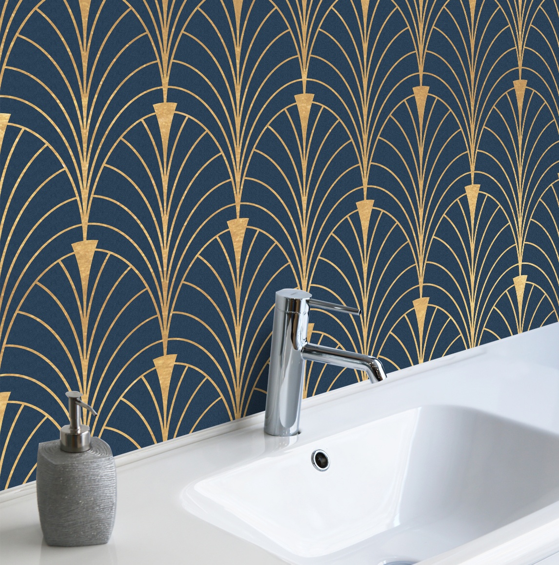 Rollo sticker Art-decó in blue 65x100 cm | Leroy Merlin