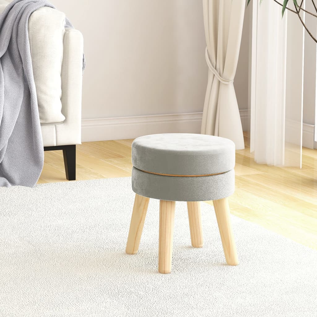 Tabouret rond Gris clair Velours | Leroy Merlin