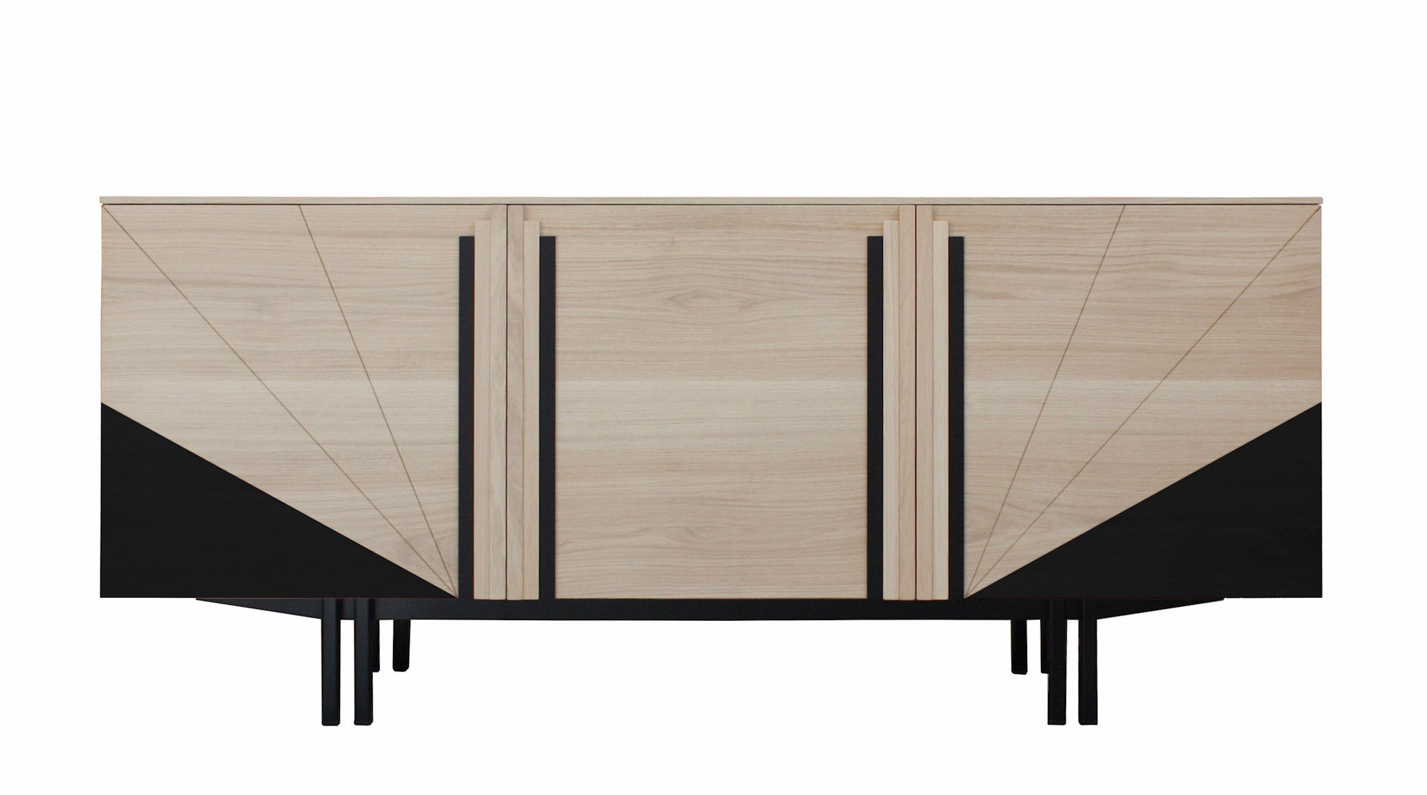 Buffet chêne blanchi et wengé noir, 3 portes - 180L x 48P | Leroy Merlin