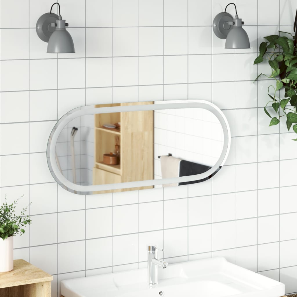 Miroir de salle de bain à LED 80x35 cm ovale vidaXL | Leroy Merlin