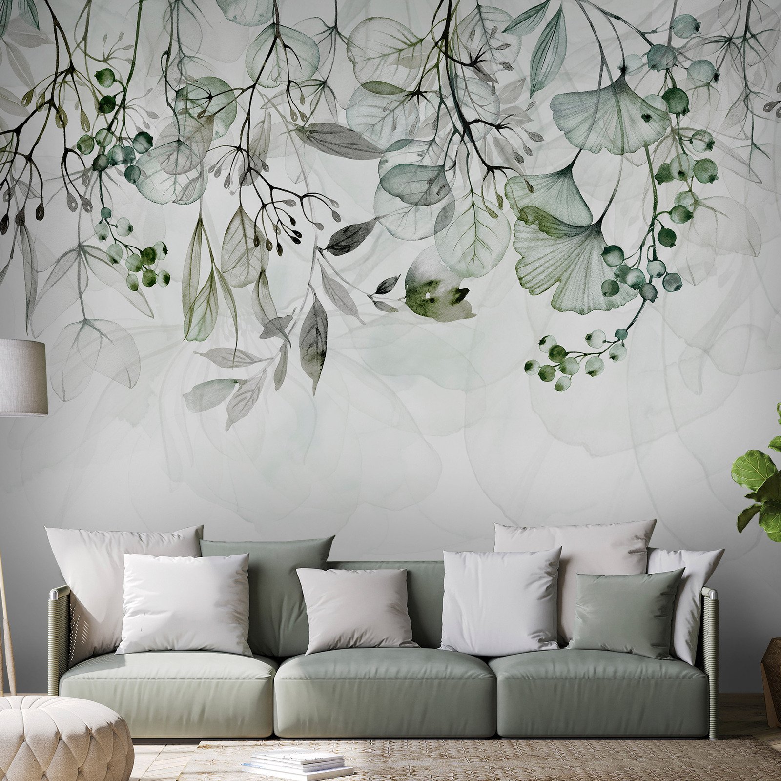 Papier peint Foggy Nature Vert - 300 x 210 cm | Leroy Merlin
