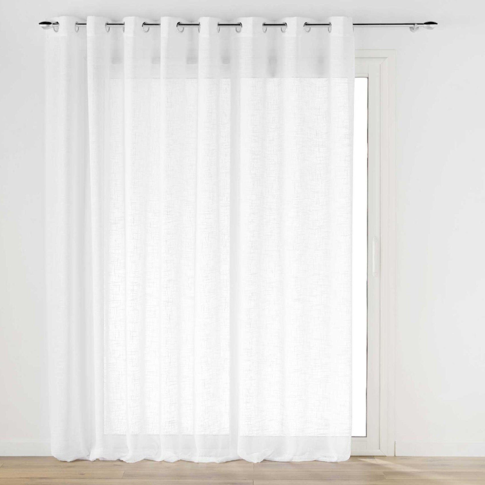 Grand Voilage à Oeillets Blanc - Effet Lin Tissé - Blanc - 300x240 cm ...