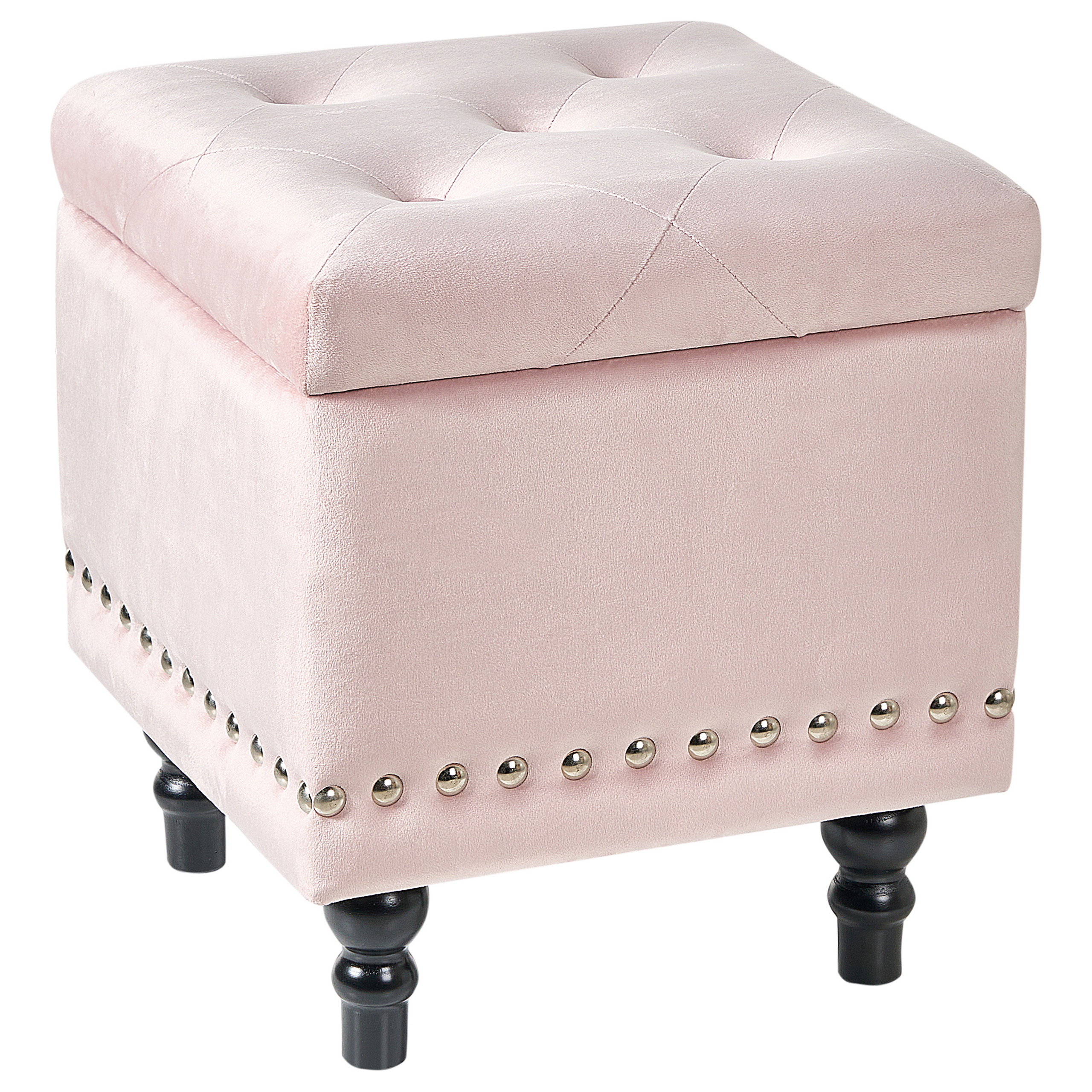 Pouf de rangement LORETTO Velours Rose pastel | Leroy Merlin