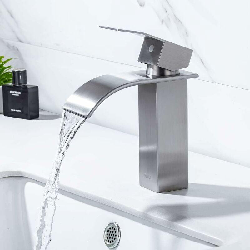 Robinet Cascade pour Lavabo, Mitigeur Cascade Brossé, Robinet Salle de ...