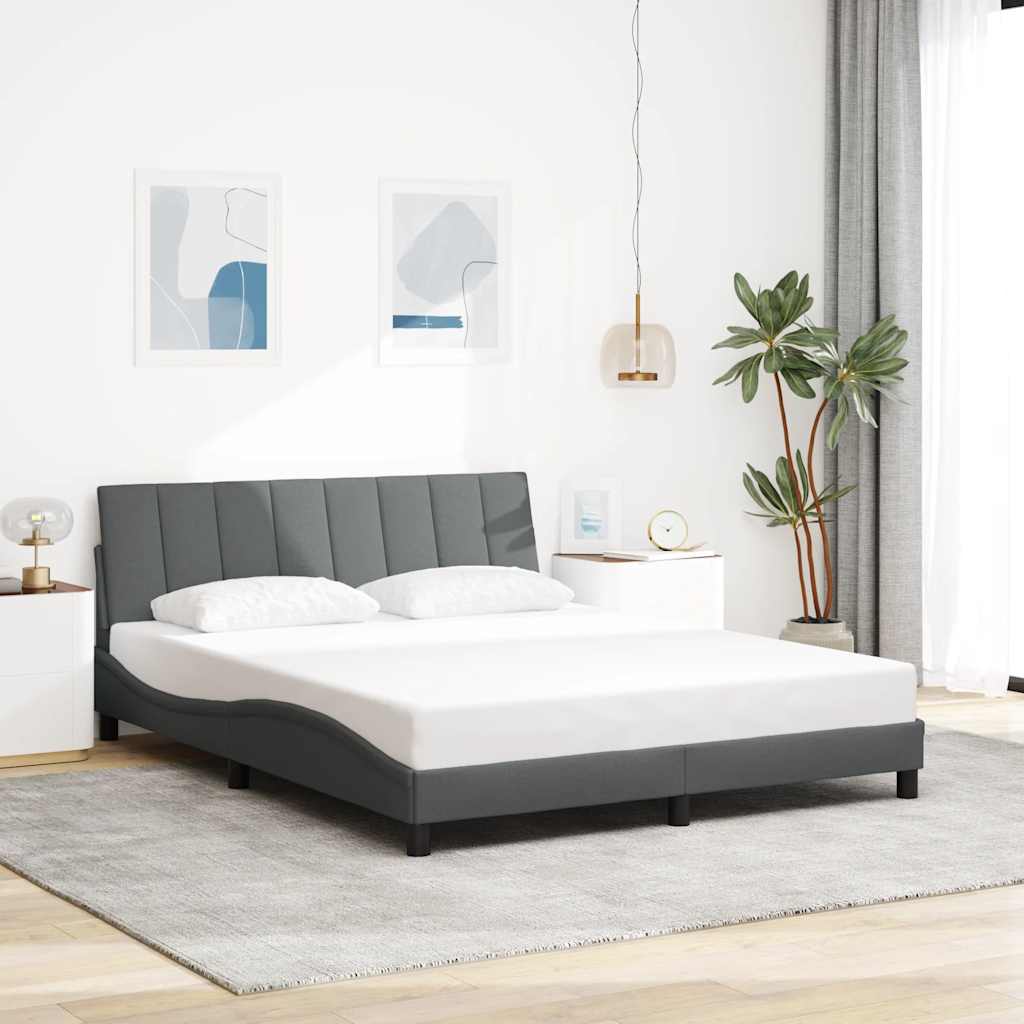 Cama matrimonial | Cama para adultos | Cama sin colchón de tela gris ...