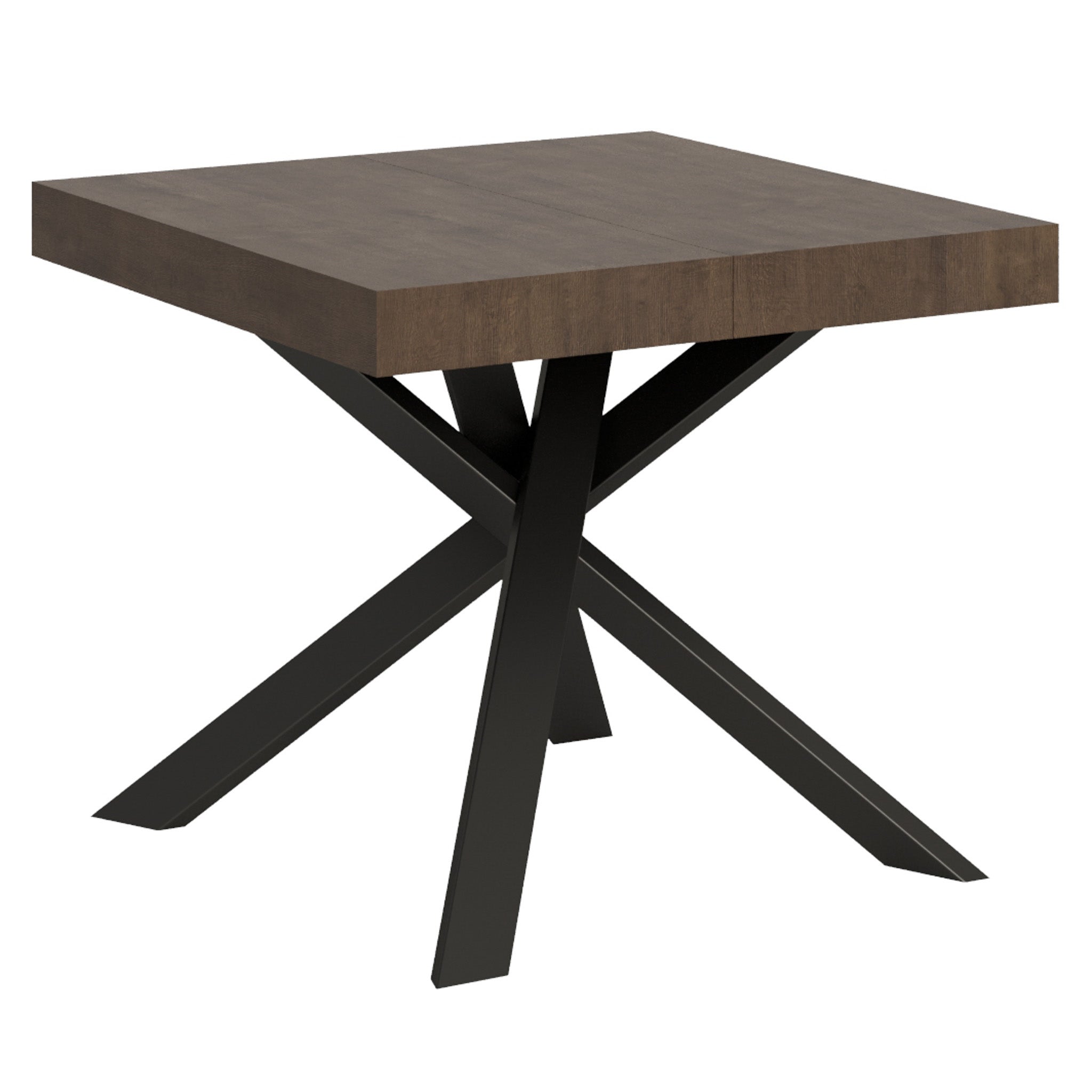 Table extensible 90x90/194 cm Clerk dessus Noyer pieds Anthracite ...