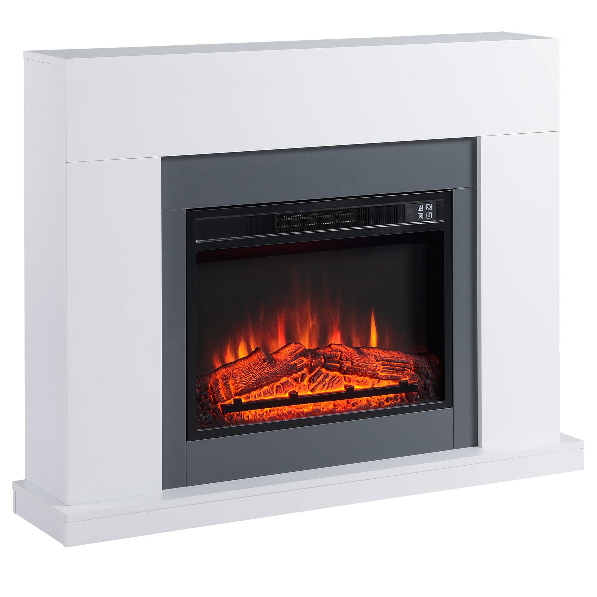 Cheminée électrique grande taille 2000 W aspect bois blanc | Leroy Merlin