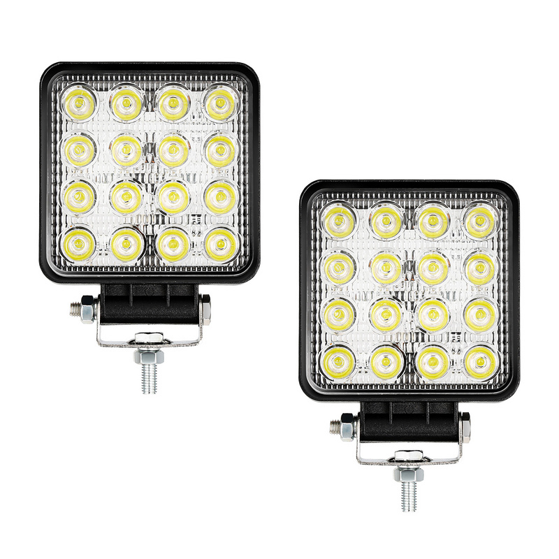 2 Fari 48W Quadrato Faretto Led Da Lavoro 16 Led Da 3W Di Profondità ...