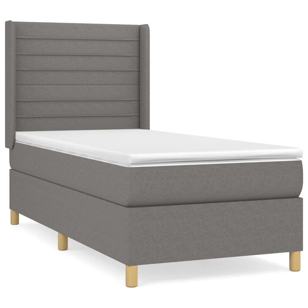 Cama box spring con colchón tela gris oscuro 100x200 cm | Leroy Merlin