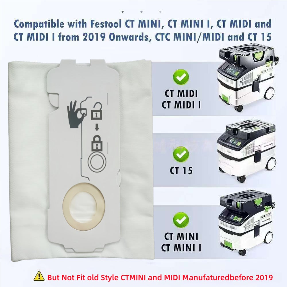 10 bolsas para aspiradora Festool CT mini/midi de 15 L – Bolsas ...