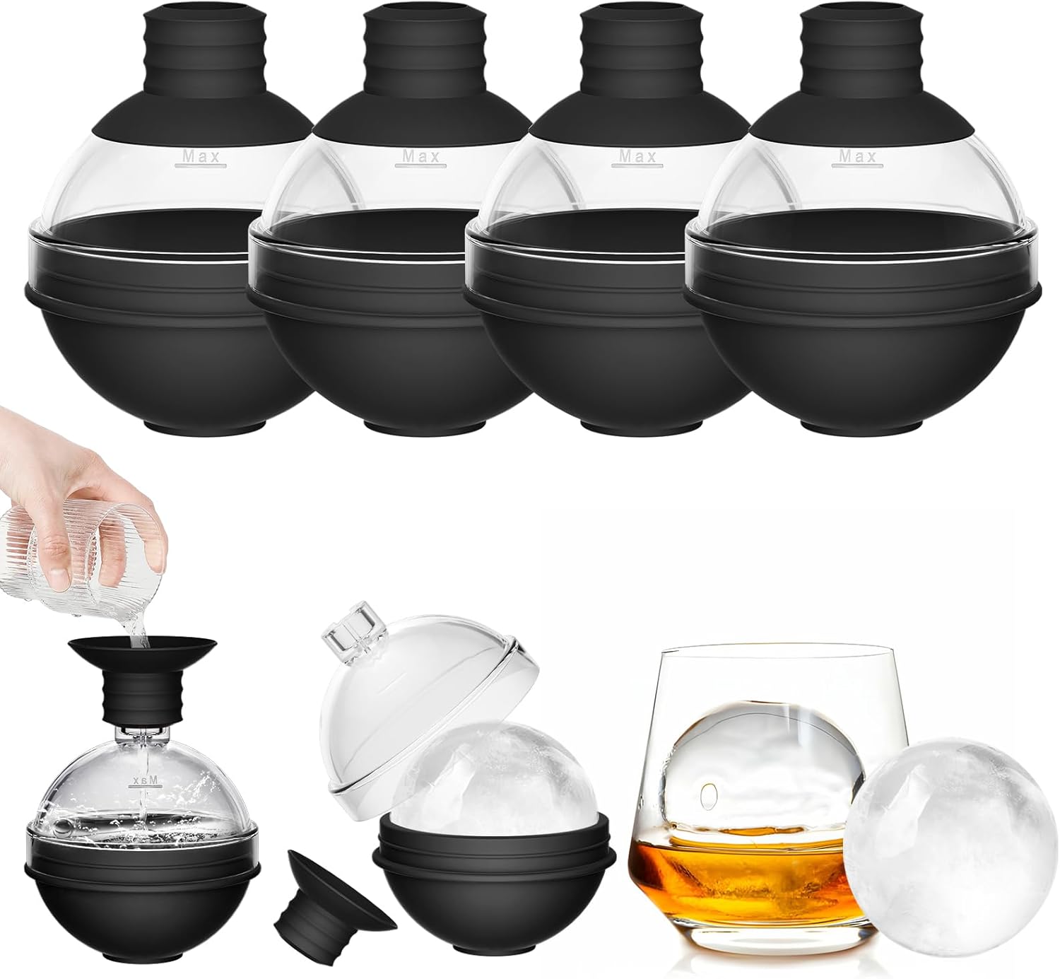 Gran Bandeja de Hielo Redonda con Tapa de Embudo - Molde de Hielo de ...