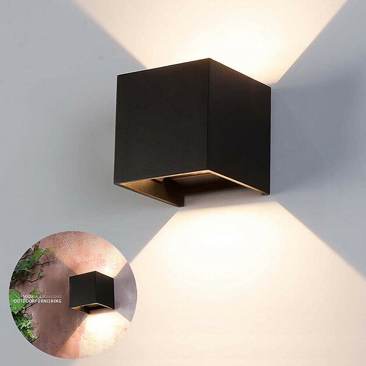 APPLIQUE LED CUBE NOIR 10W SPOT LAMPE MURALE LUMIÈRE NATURELLE 4000K ...