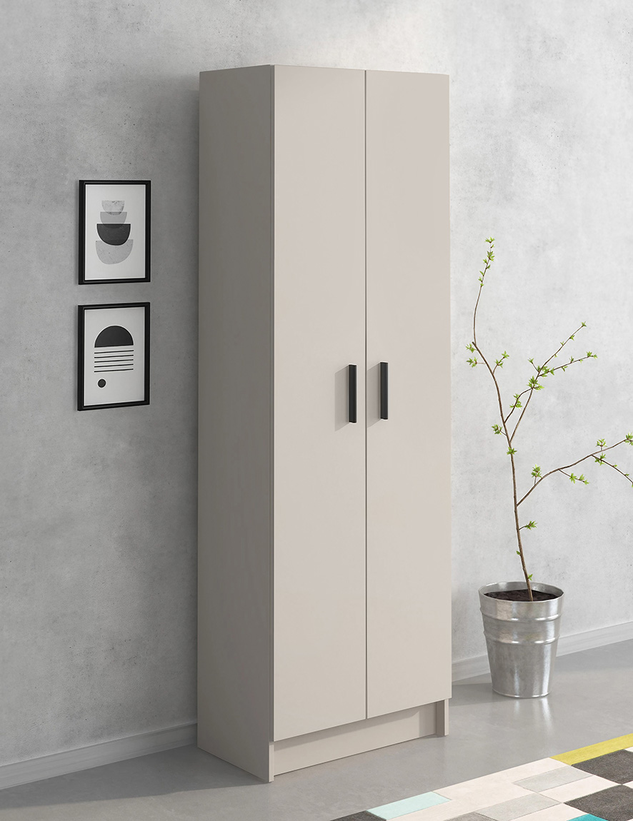 Mueble Multiusos Armario Auxiliar Color Beige – 2 Puertas, 4 Baldas ...