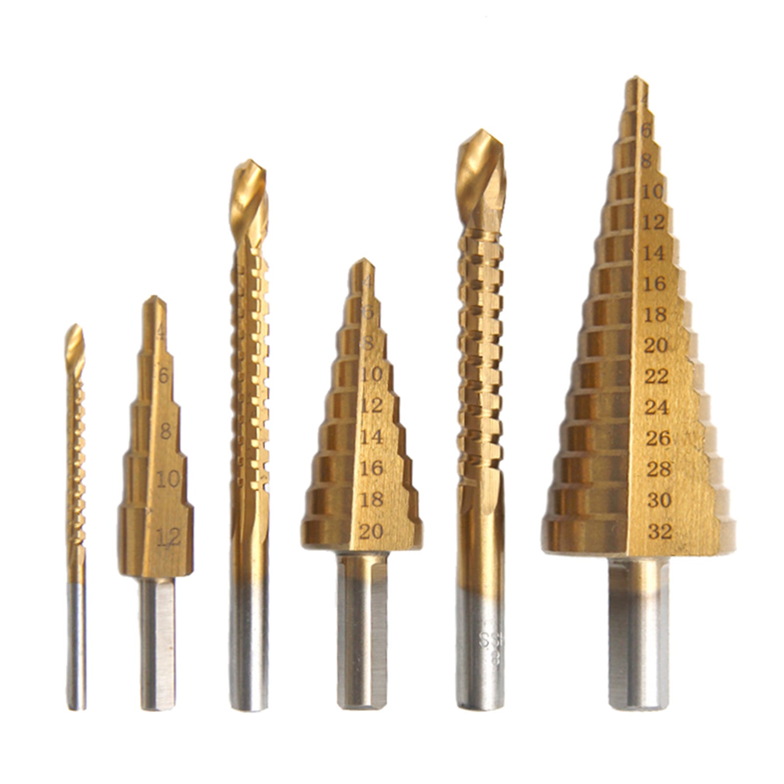Ensemble de 6 forets étagés HSS pour métaux et bois. Perçage extensible ...
