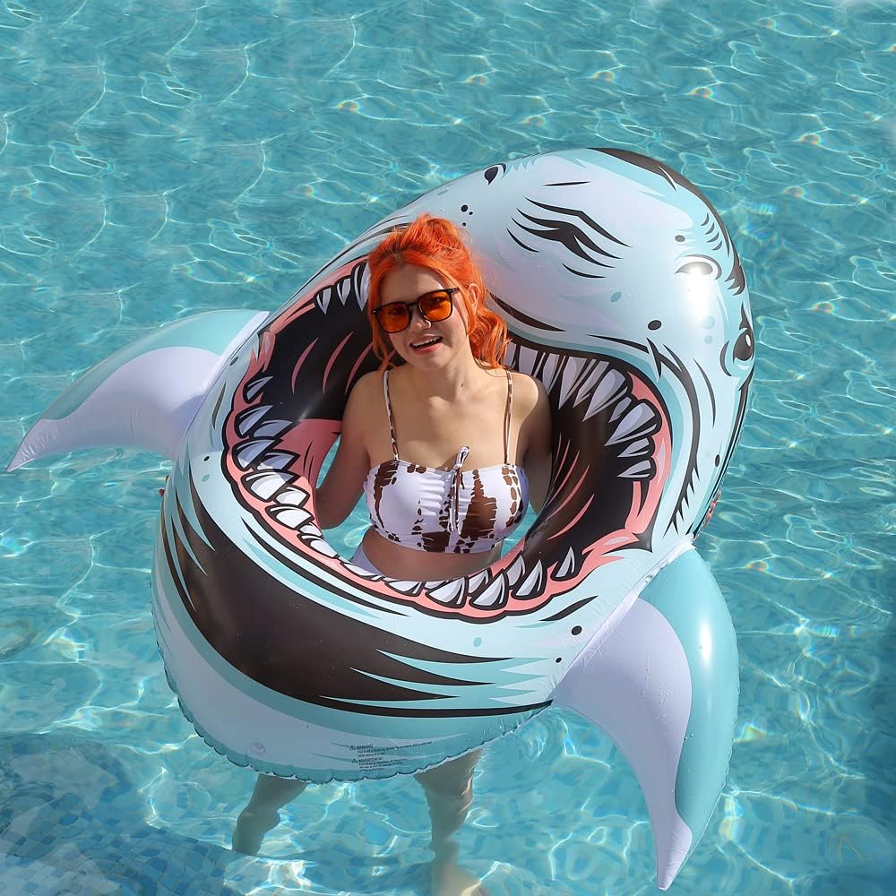 Bouée requin gonflable, piscine pour jouets gonflables, fêtes piscine ...