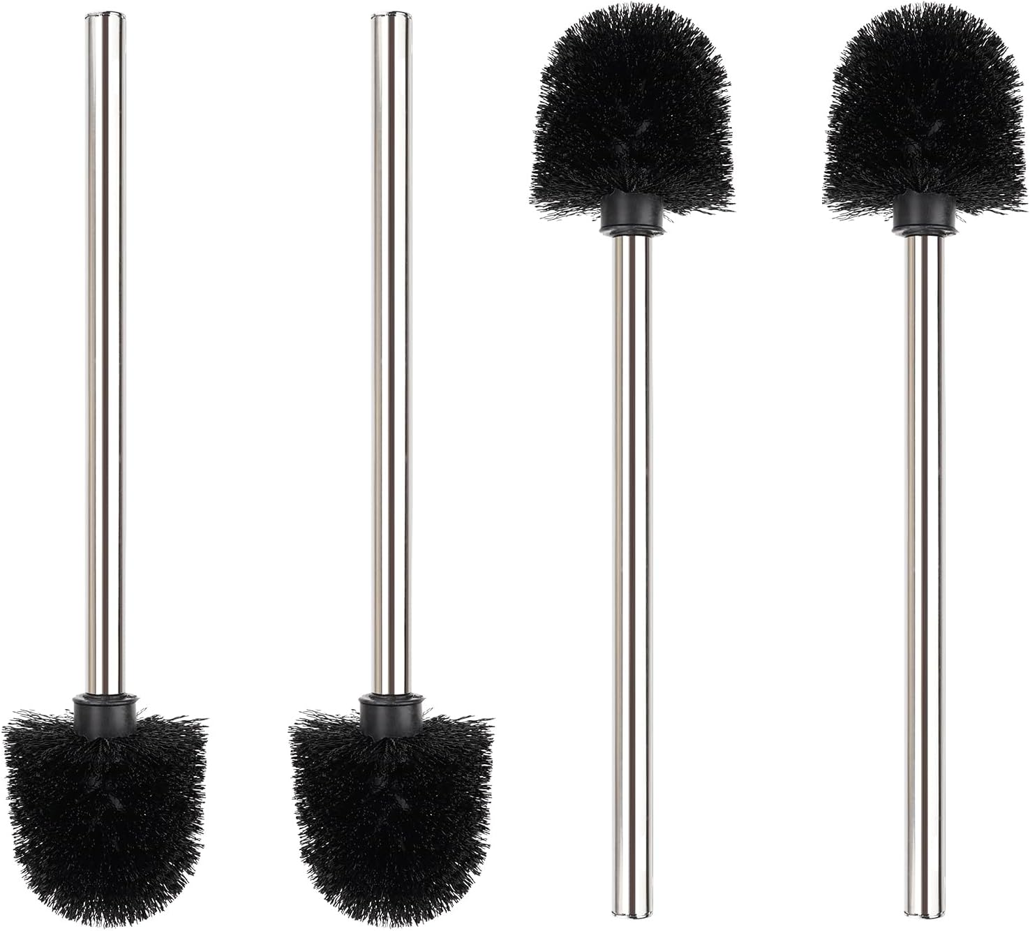 Lot de 4 brosses WC avec manche en acier inoxydable (noir) | Leroy Merlin