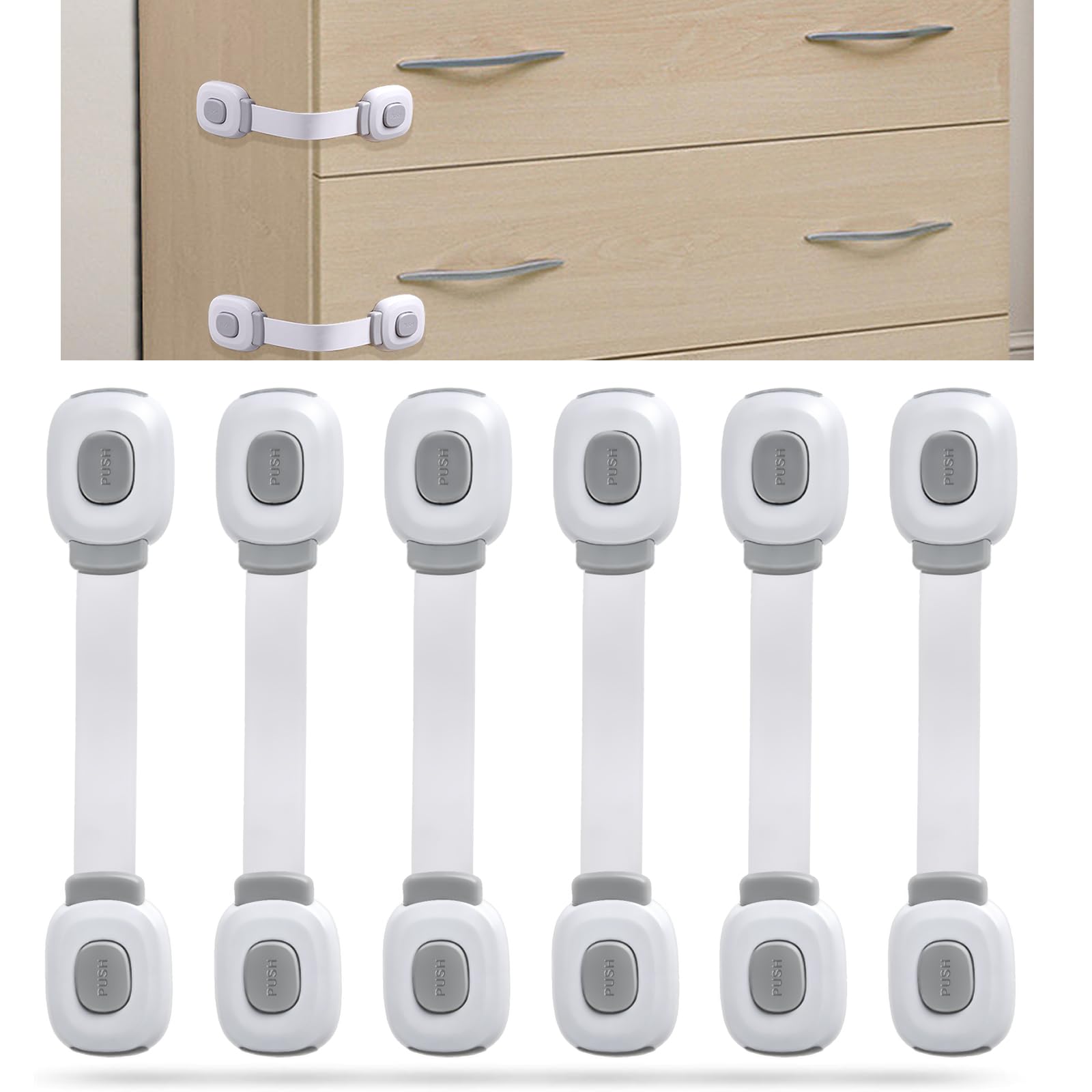 6 Pièces Bébé de sécurité Verrouillage,Blanc Loquets Verrouillage pour Enfants/Bébé,Bloc Porte ...