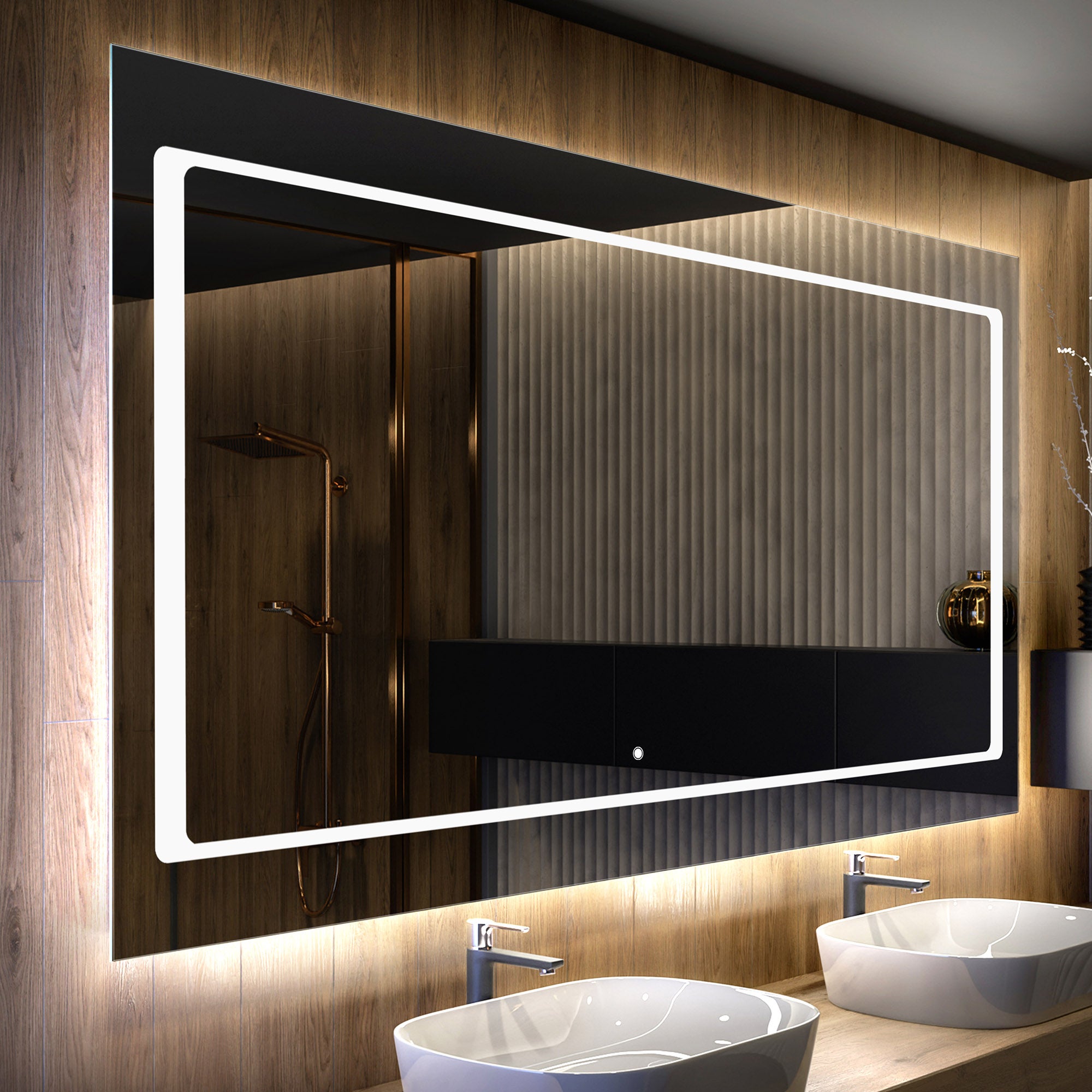 Lustro Premium z podświetleniem LED do łazienki (90x50 cm) Jasne lustro ...