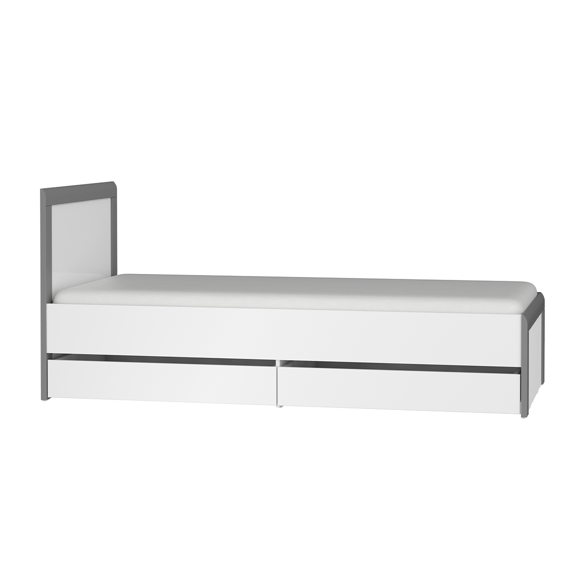 Lit 90x200 tiroirs inclus Teo Blanc et Gris | Leroy Merlin