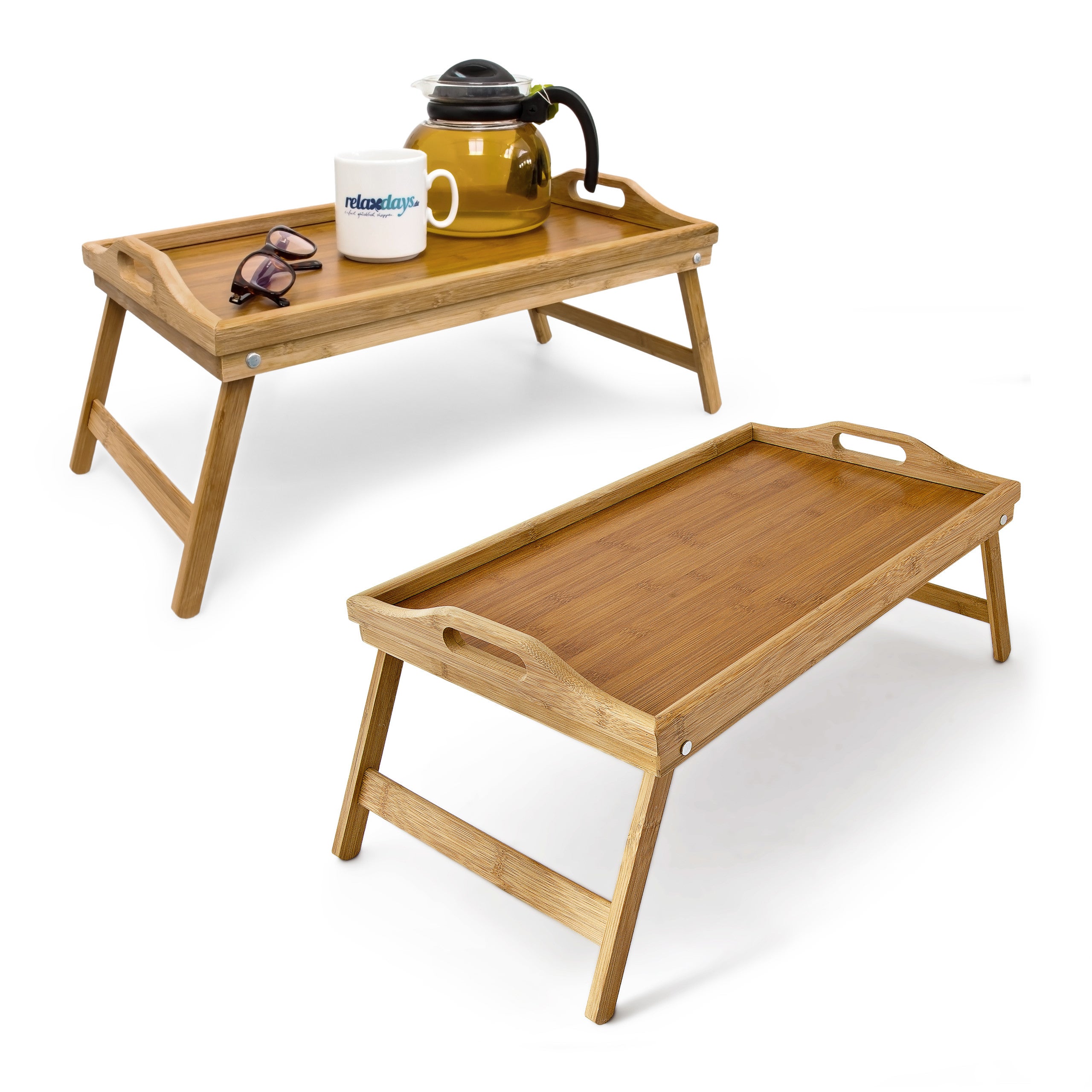 Plateau de lit, lot 2, en bambou et MDF, pour petit-déjeuner, H x L x P ...