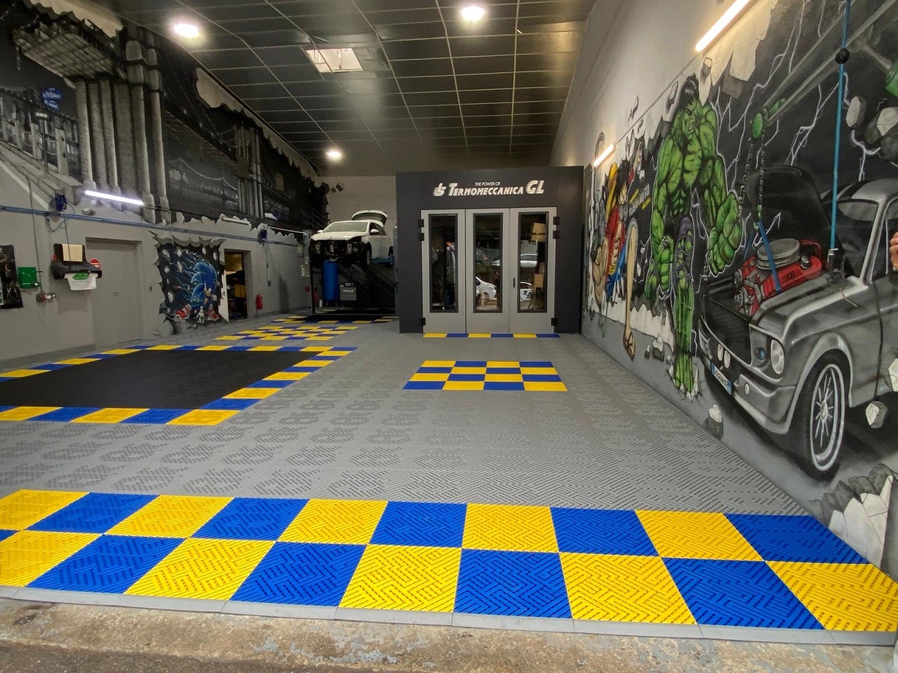 Kit Dalles De Sol Damier Pour Garage 18m 6 M X 3 M Noir Et