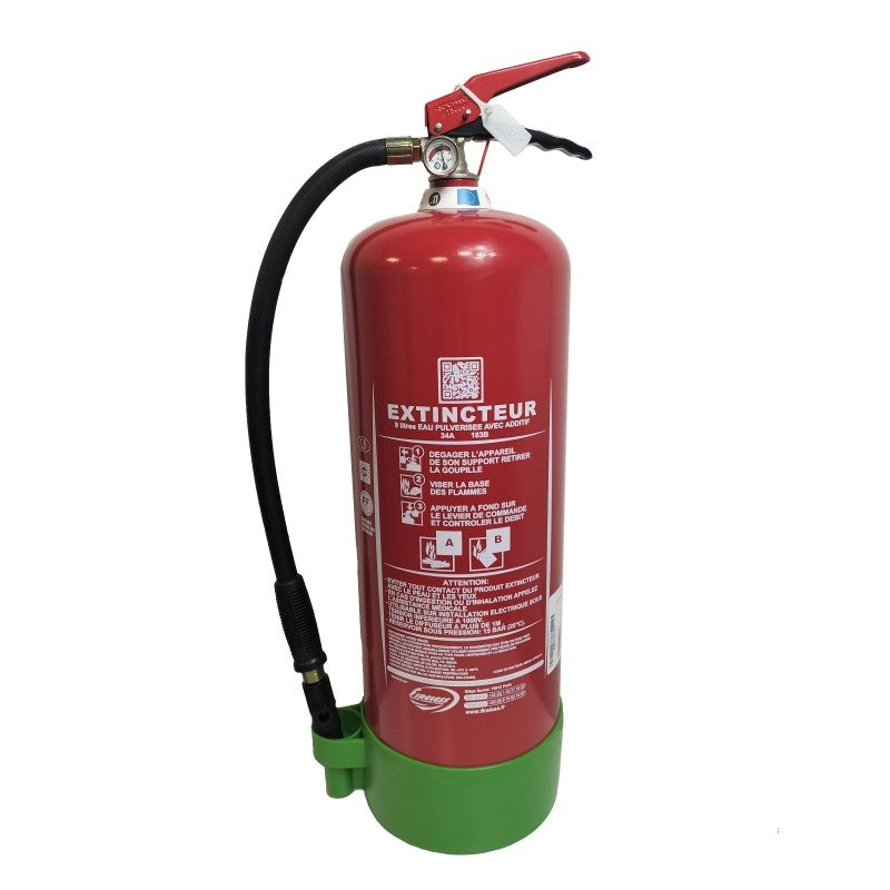 Extincteur 9L CE Eau Pulvérisée SANS FLUOR avec QRCODE POUR FORMATION ...