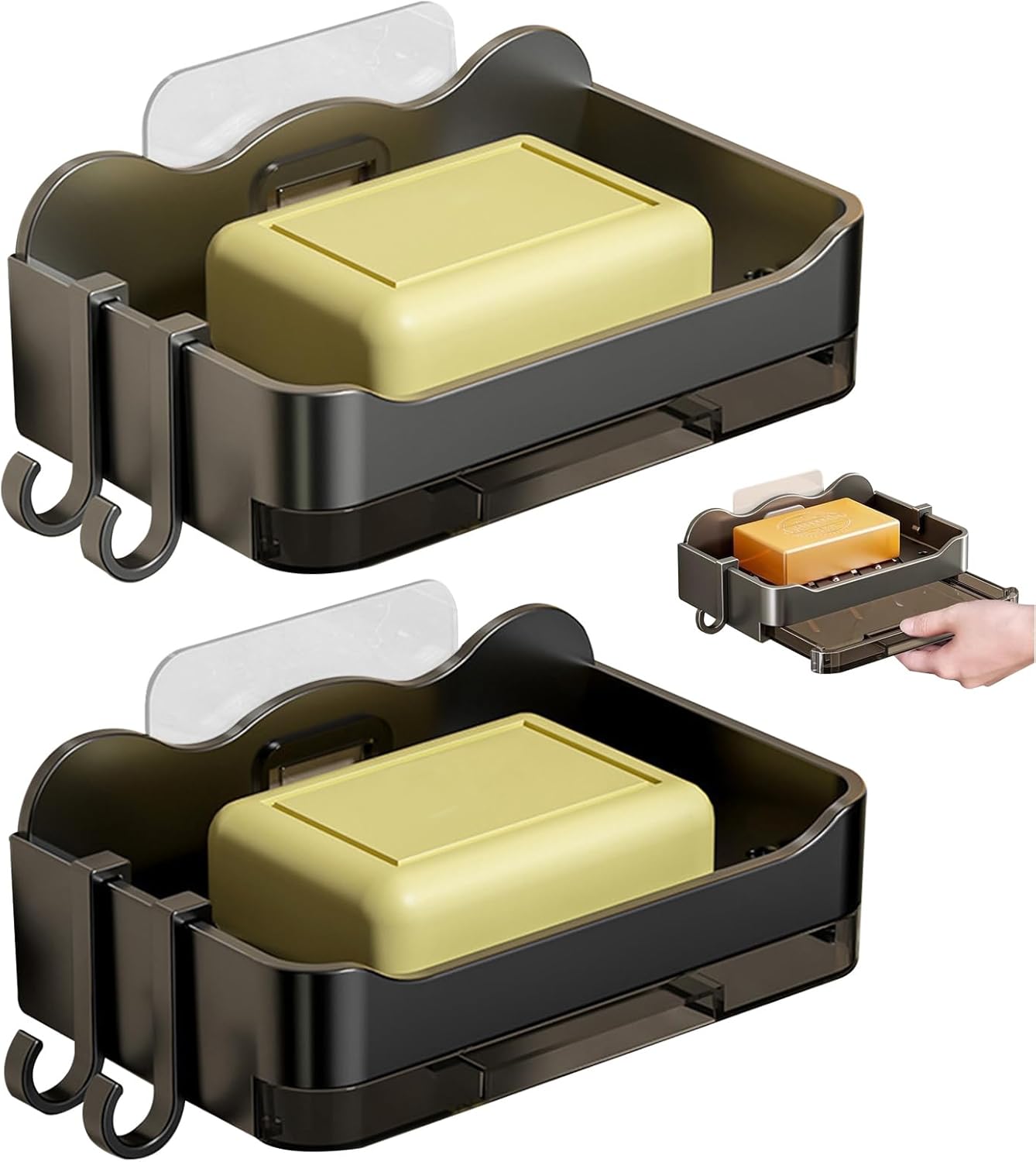 Porte-Savon avec Plateau De Drainage,Boite Savon Support Mural, Boîte à ...