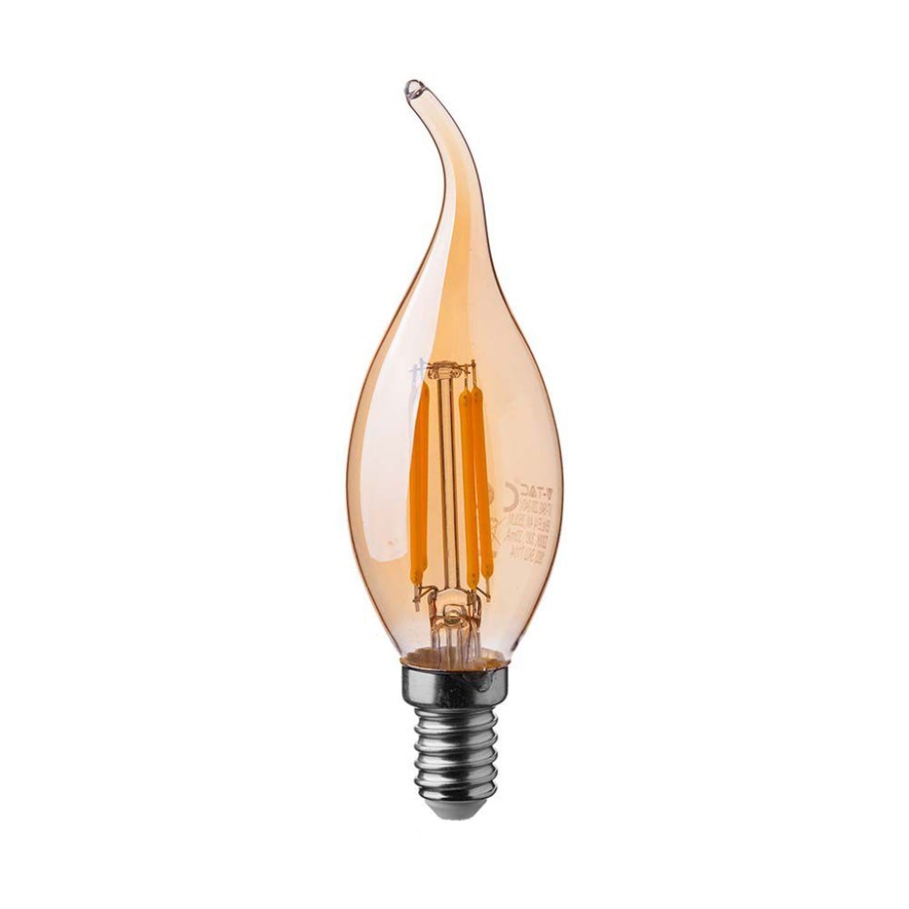 Ampoule LED E14 4W Bougie Flamme Filament Ambre 2200K | Leroy Merlin