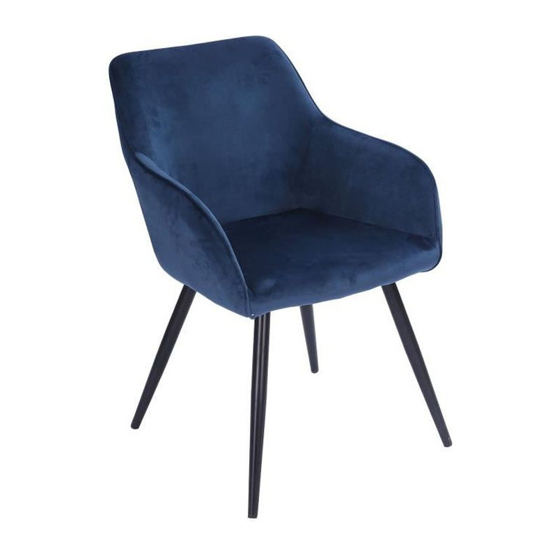 Chaise vintage GISELE velours bleu Bleu | Leroy Merlin